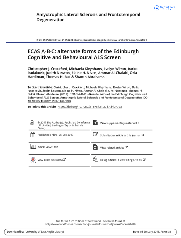 (PDF) ECAS A-B-C: alternate forms of the Edinburgh Cognitive and ...