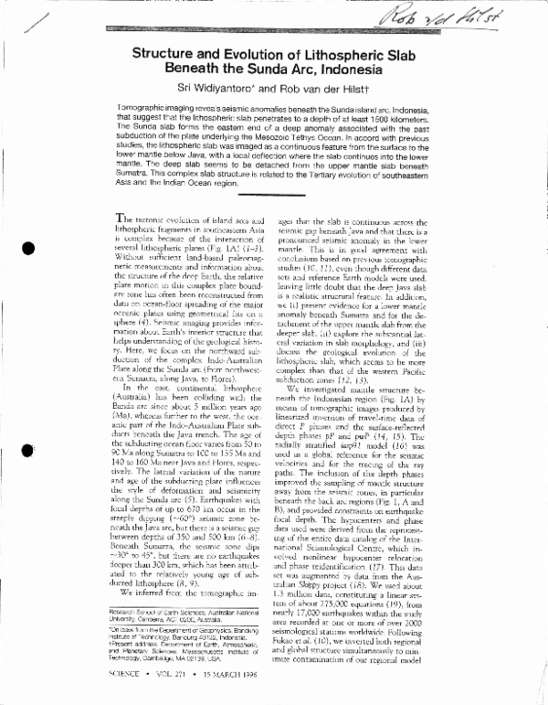 (PDF) Structure and Evolution of Lithospheric Slab Beneath the Sunda ...