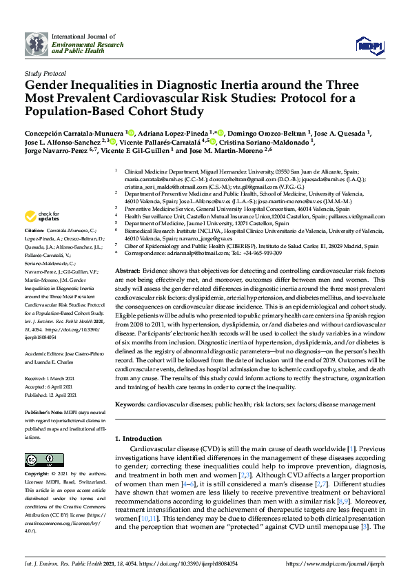 (PDF) Gender Inequalities in Diagnostic Inertia around the Three Most ...
