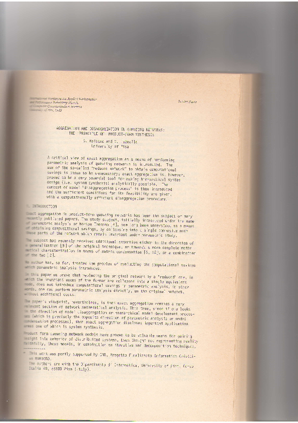 (PDF) Aggregation and Disaggregation in Queueing Networks: The Principle of Product-Form Synthesis