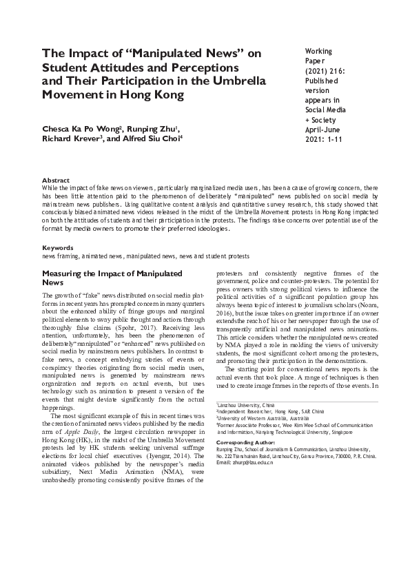 (PDF) The Impact of "Manipulated News" on Student Attitudes and ...