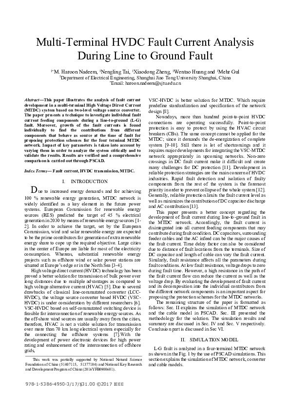 (PDF) Multi-terminal hvdc fault current analysis during line to ground fault