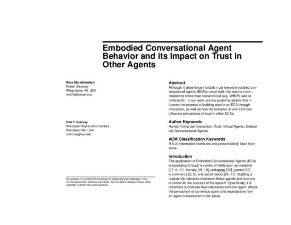 (PDF) Embodied Conversational Agent Behavior and its Impact on Trust in ...