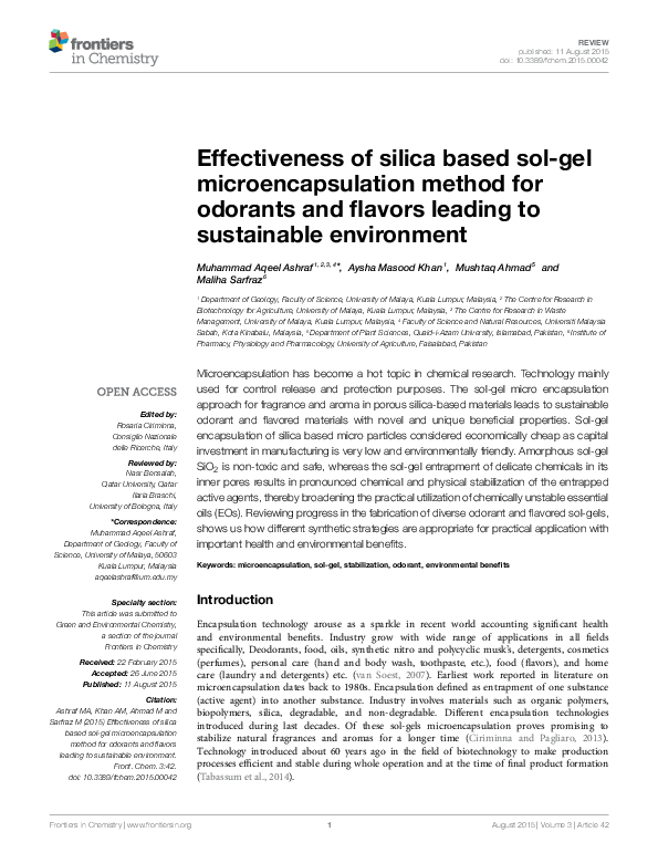 (PDF) Effectiveness of silica based sol-gel microencapsulation method ...