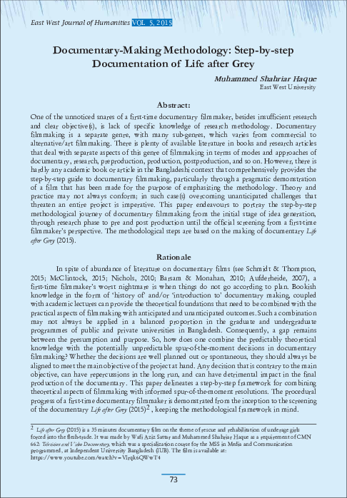 (PDF) Documentary-Making Methodology: Step-by-Step Documentation of ...