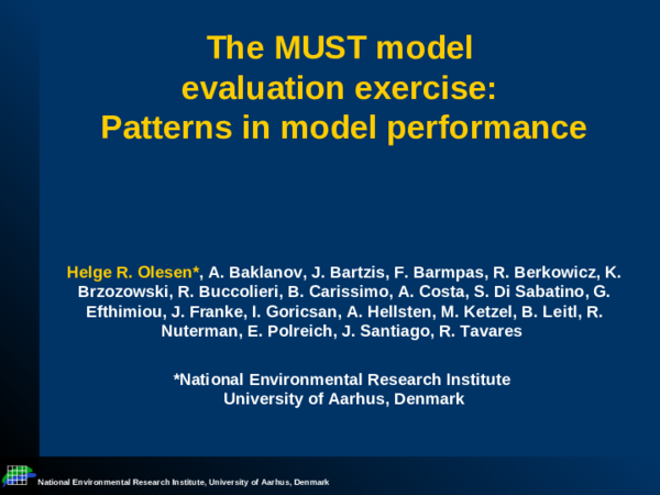 (PDF) The MUST model evaluation exercise: Patterns in model performance