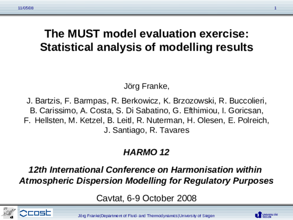 (PDF) The MUST model evaluation exercise: Statistical analysis of ...