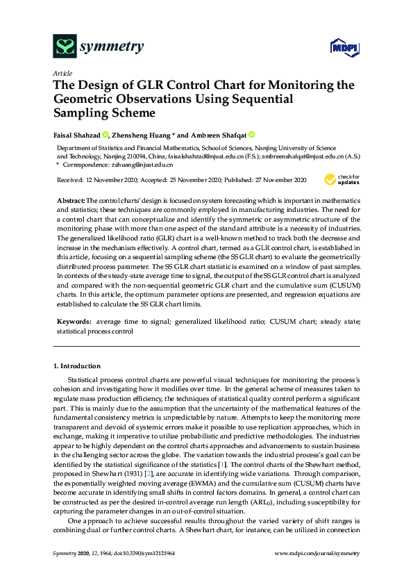 (PDF) The Design of GLR Control Chart for Monitoring the Geometric Observations Using Sequential ...