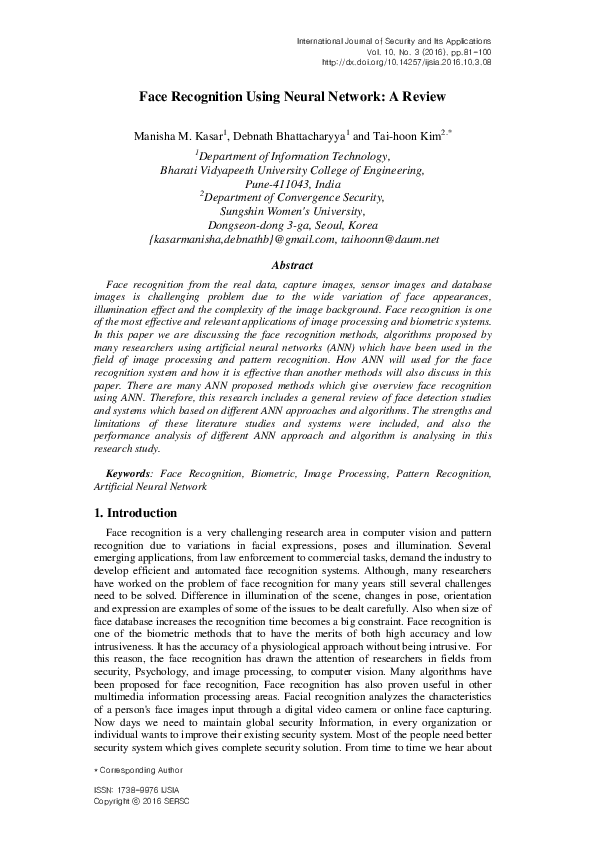 Pdf Face Recognition Using Neural Network A Review