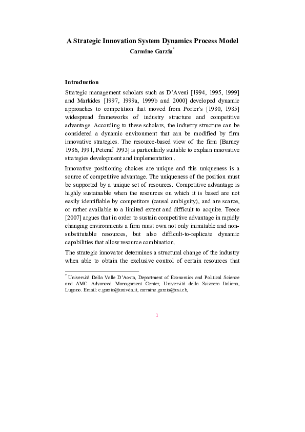 (PDF) A Strategic Innovation System Dynamics Process Model