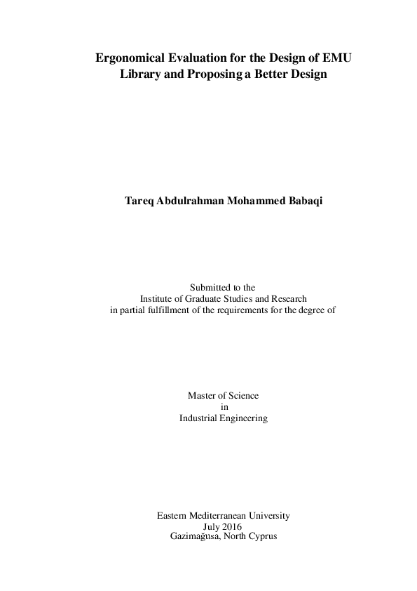 (PDF) Ergonomical Evaluation for the Design of EMU Library and ...