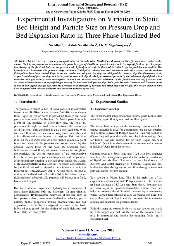 (PDF) Experimental Investigations on Variation in Static Bed Height and ...