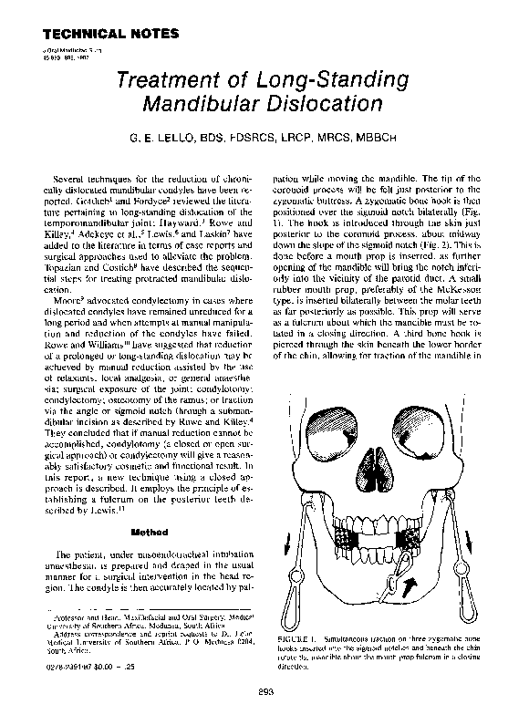 (PDF) Treatment of long-standing mandibular dislocation
