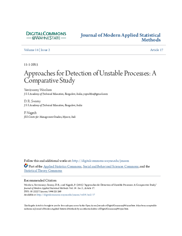 (PDF) Approaches for Detection of Unstable Processes: A Comparative Study