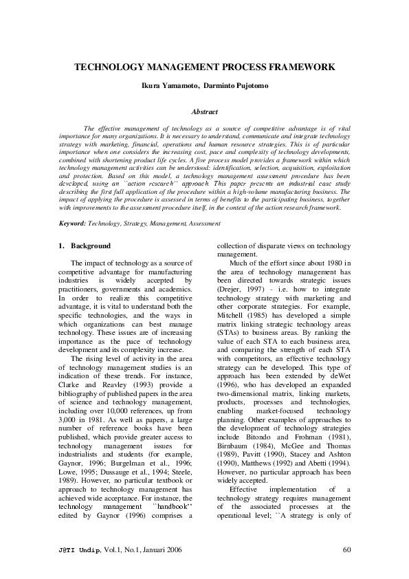 (PDF) Technology Management Process Framework