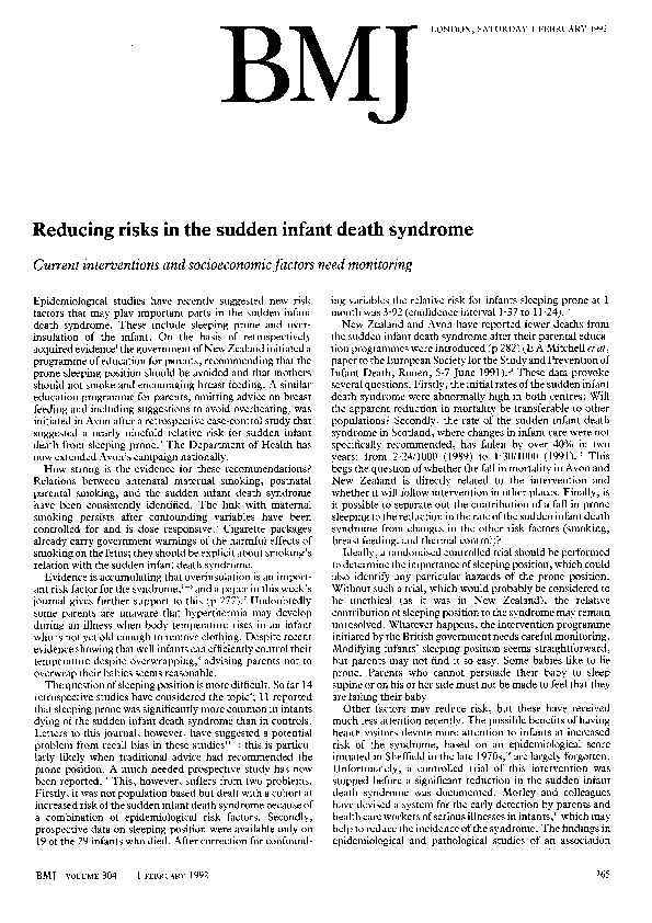 (PDF) Reducing risks in the sudden infant death syndrome | Anne Murcott ...