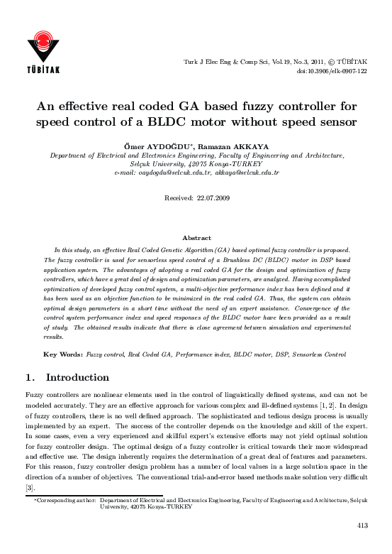 (PDF) An effective real coded GA based fuzzy controller for speed ...