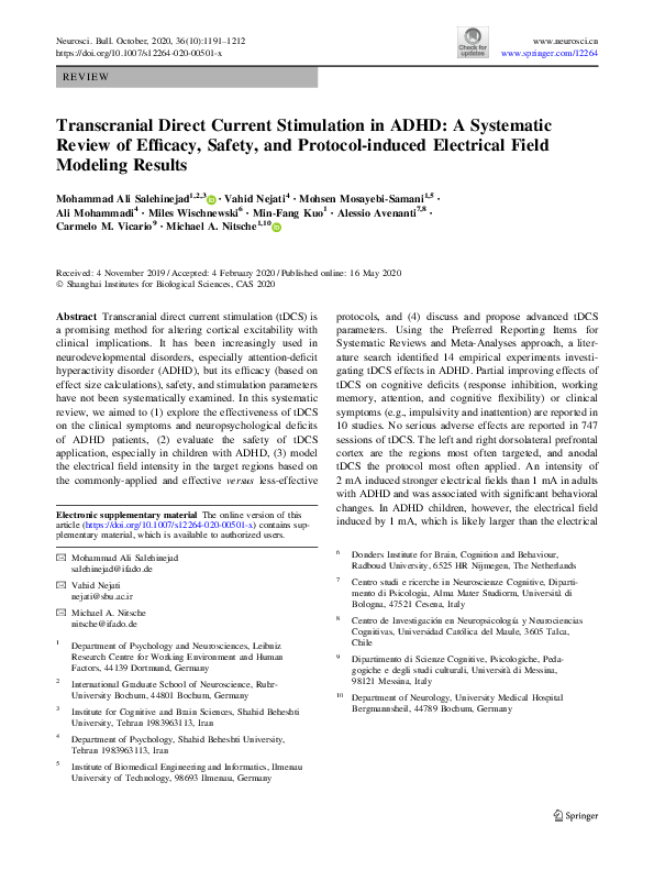 (PDF) Transcranial direct current stimulation in ADHD: a systematic ...