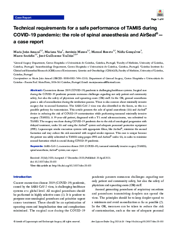 (PDF) Technical requirements for a safe performance of TAMIS during ...
