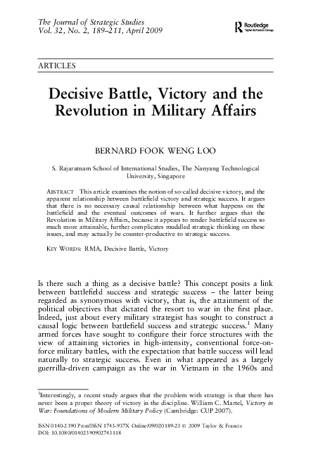 (PDF) Decisive Battle, Victory and the Revolution in Military Affairs
