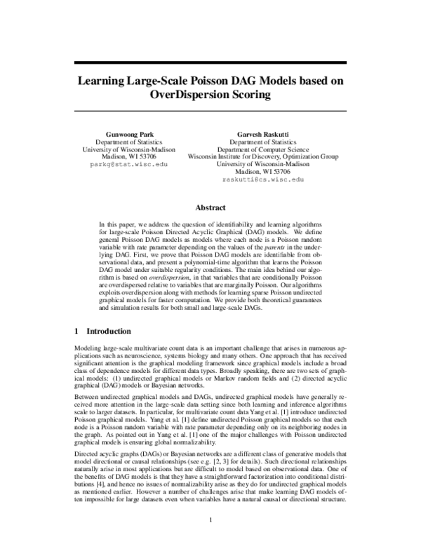(PDF) Learning Large-Scale Poisson DAG Models based on OverDispersion ...