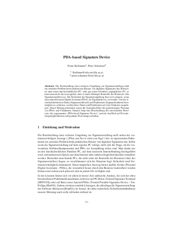 (PDF) PDA-based Signature Device