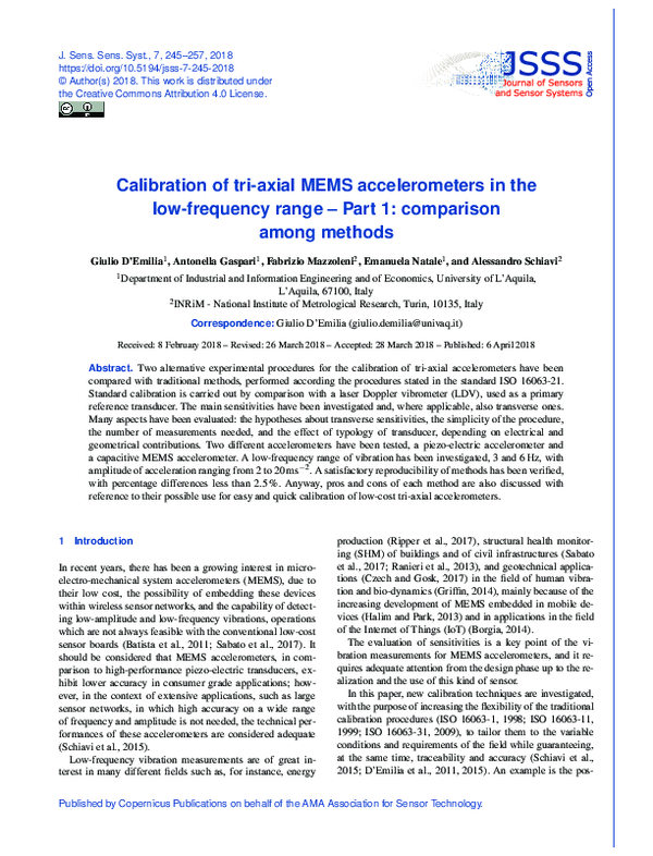 (PDF) Calibration of tri-axial MEMS accelerometers in the low-frequency range – Part 1 ...