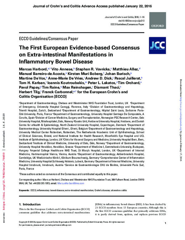 (PDF) The First European Evidence-Based Consensus on Extra-Intestinal ...