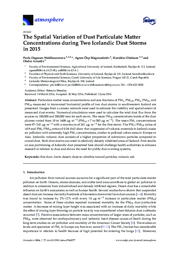 (PDF) The Spatial Variation of Dust Particulate Matter Concentrations during Two Icelandic Dust ...