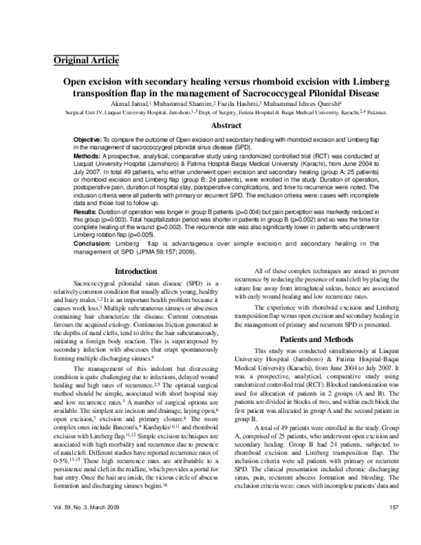 (PDF) Open excision with secondary healing versus rhomboid excision ...