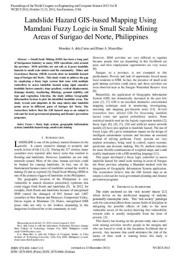 (PDF) Landslide Hazard GIS-based Mapping Using Mamdani Fuzzy Logic in Small Scale Mining Areas ...