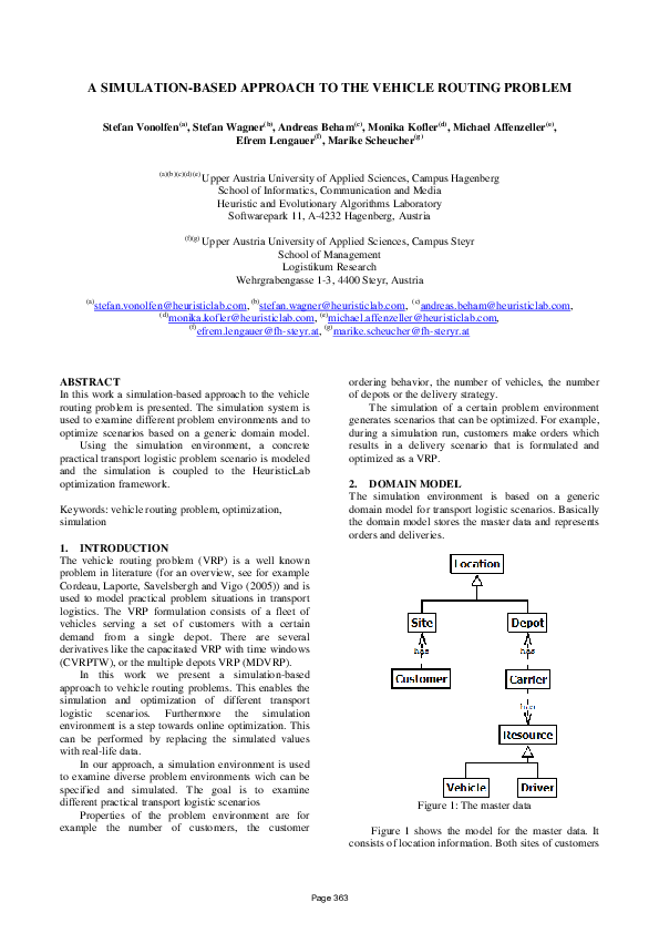 (PDF) A simulation-based approach to the vehicle routing problem