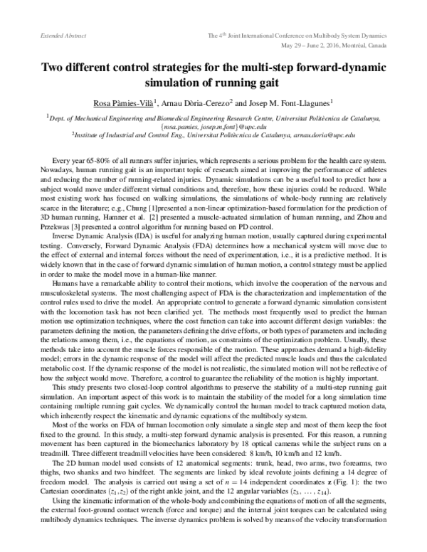 (PDF) Two different control strategies for the multi-step forward-dynamic simulation of running gait