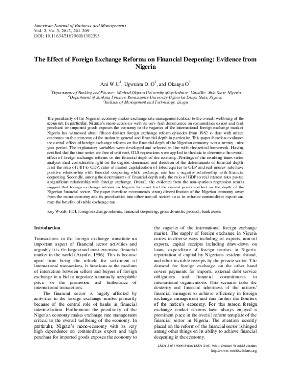 (PDF) The Effect of Foreign Exchange Reforms on Financial Deepening ...