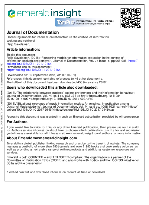 (PDF) Pioneering models for information interaction in the context of ...