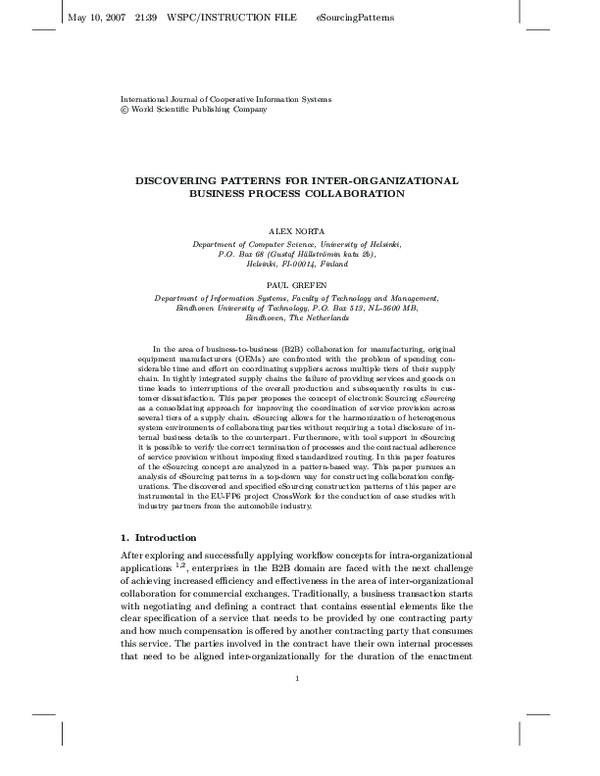 (PDF) Discovering Patterns for Inter-Organizational Business Collaboration in a Top-Down | A ...