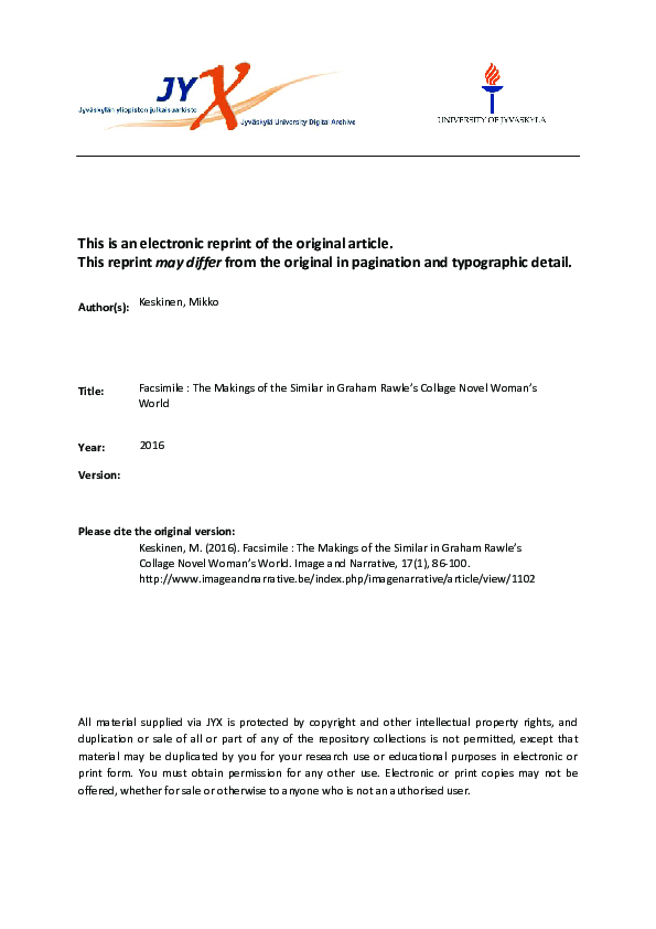 (PDF) Facsimile : The Makings of the Similar in Graham Rawle’s Collage ...