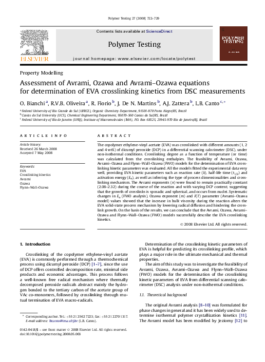 (PDF) Assessment of Avrami, Ozawa and Avrami-Ozawa equations for ...