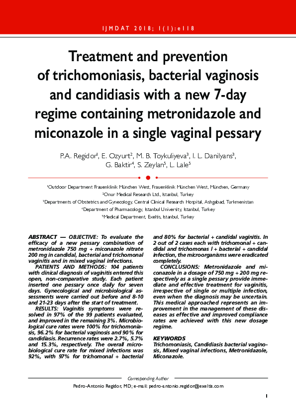 (PDF) Treatment and prevention of trichomoniasis , bacterial vaginosis ...