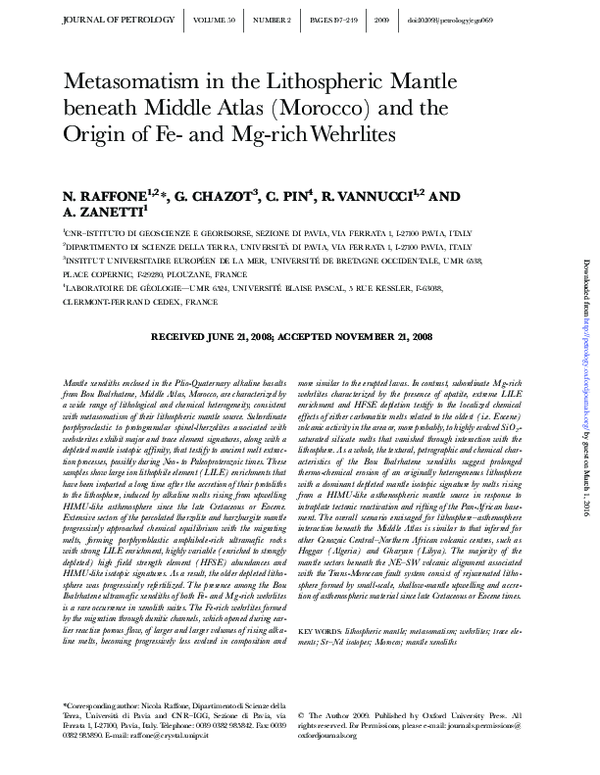 (PDF) Metasomatism in the Lithospheric Mantle beneath Middle Atlas ...