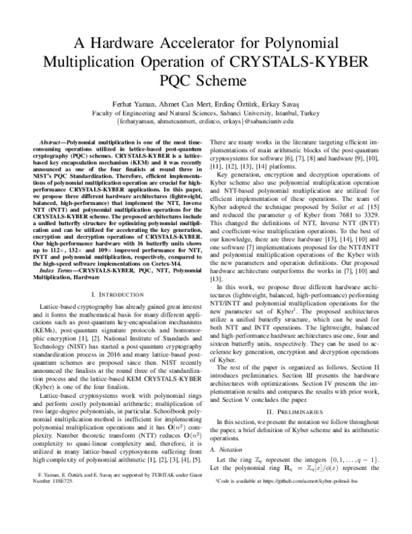 (PDF) A Hardware Accelerator for Polynomial Multiplication Operation of ...