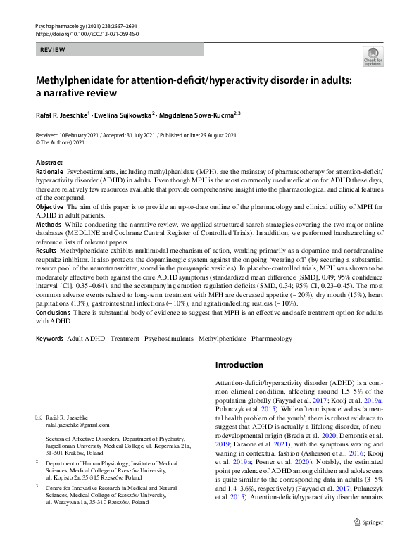 (PDF) Methylphenidate for attention-deficit/hyperactivity disorder in ...