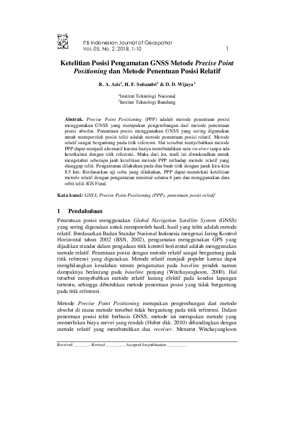 (PDF) Ketelitian Posisi Pengamatan GNSS Metode Precise Point ...