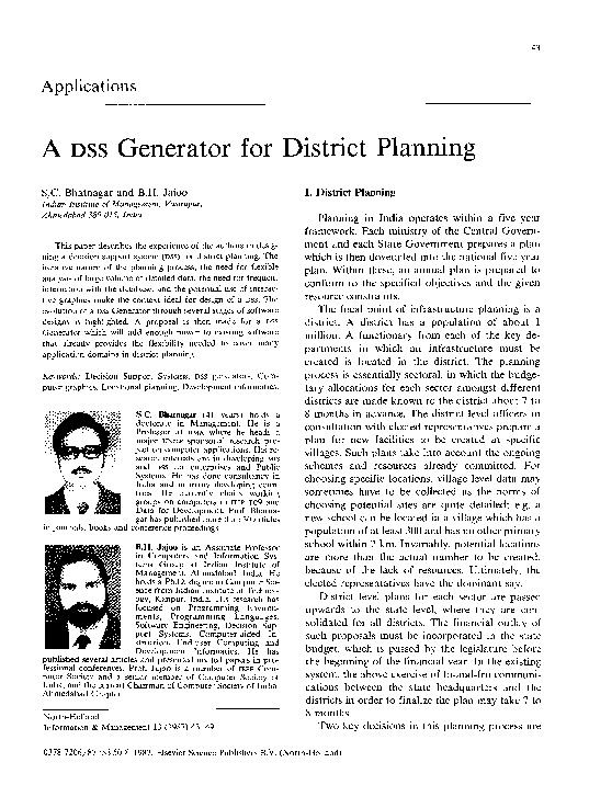 (PDF) A DSS generator for district planning