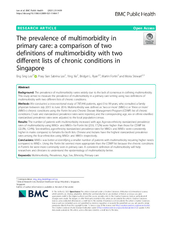 (PDF) The prevalence of multimorbidity in primary care: a comparison of ...