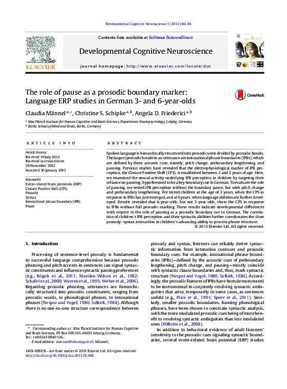 (PDF) The role of pause as a prosodic boundary marker: Language ERP ...