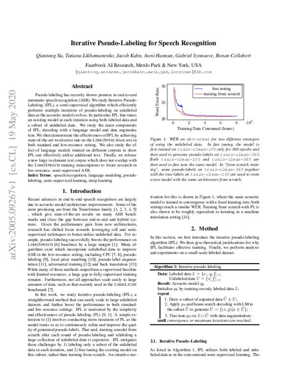 (PDF) Iterative Pseudo-Labeling for Speech Recognition