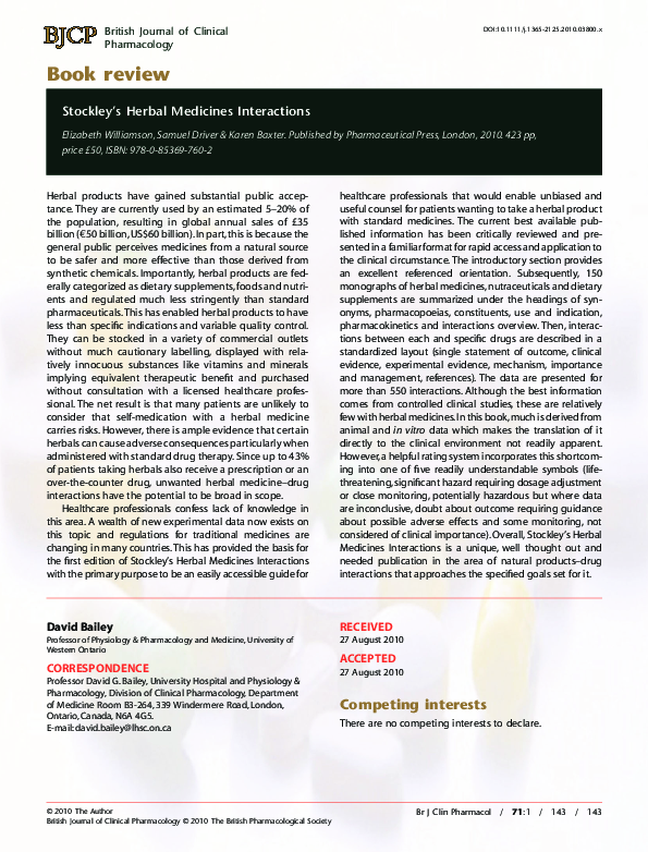(PDF) Stockley's Herbal Medicines Interactions