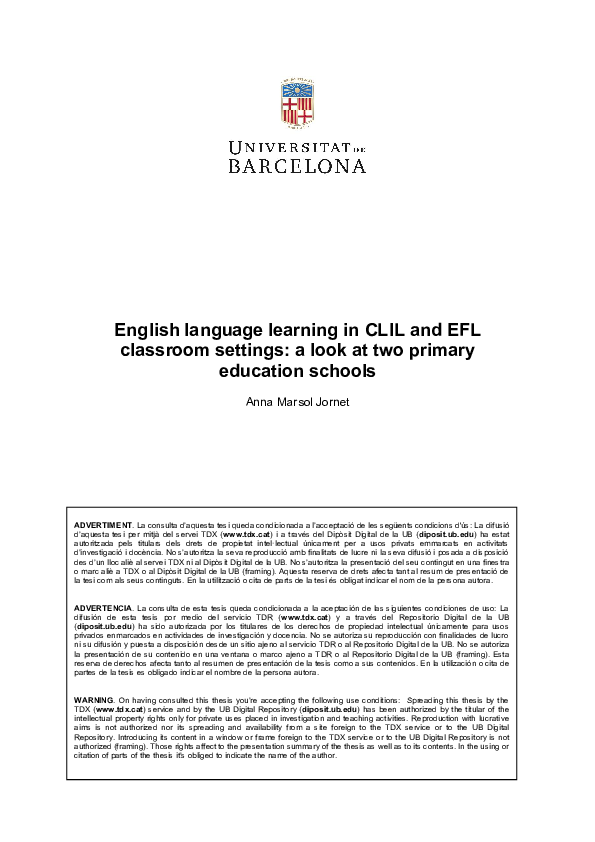 (PDF) English language learning in CLIL and EFL classroom settings: a ...