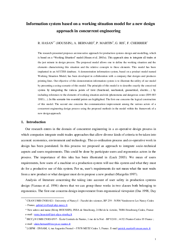 (PDF) Information system based on a working situation model for a new ...